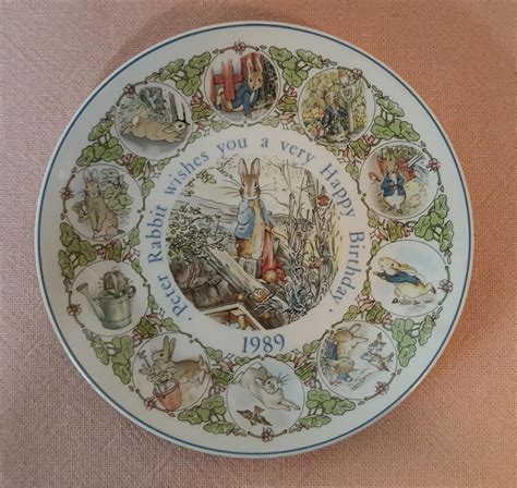 Vintage Beatrix Potter Nursery Ware 1989 Peter Rabbit Birthday Plate By