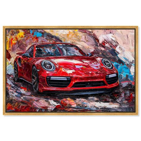 Porsche Pulse Canvas Lux Car Paintings By Art Remedy Gold Frame 45 X