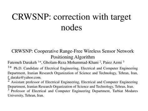 Crwsnp Correction With Target Nodes Ppt Download