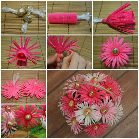 Diy Crepe Paper Chocolate Gerbera Flower Bouquet Good Home Diy