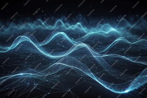 Digital Data Of Particle Wave And Network Connection Premium Ai Generated Image