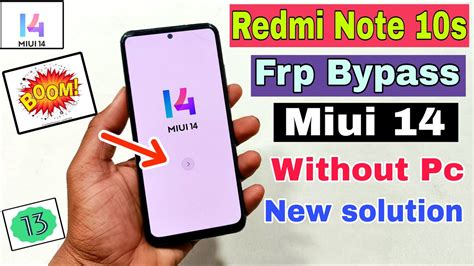 Redmi Note 10s Frp Bypass Miui 14 New Solution