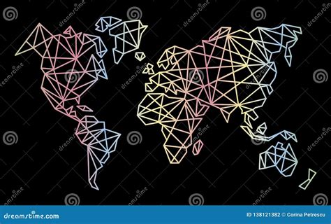 Vector Polygonal World Map Stock Vector Illustration Of Earth
