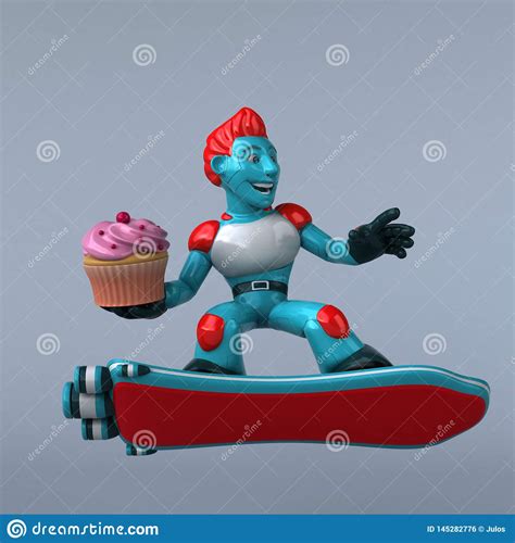 Red Robot 3d Illustration Stock Illustration Illustration Of Chrome