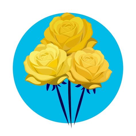 Ramo De Rosas Amarillas Sobre Un Fondo Azul Ilustración Vectorial