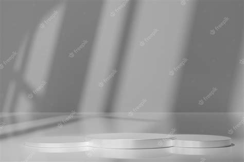 창 그림자가 있는 최소 제품 배치 배경 실린더 제품 디스플레이 연단 모형 프리미엄 사진