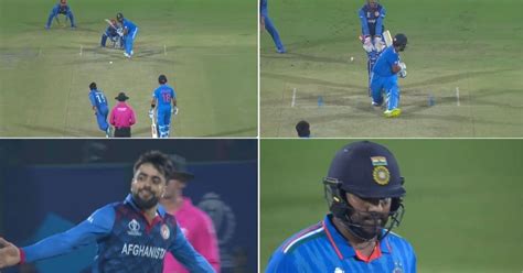 Ind Vs Afg Watch Rashid Khan Castles Rohit Sharma To End His
