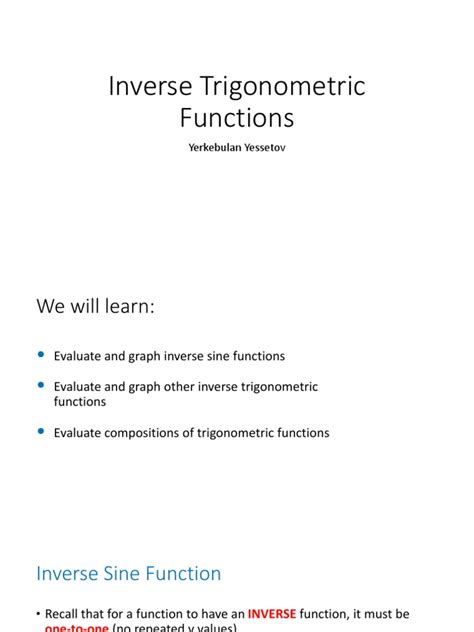 inverse trig functions pdf trigonometric functions function