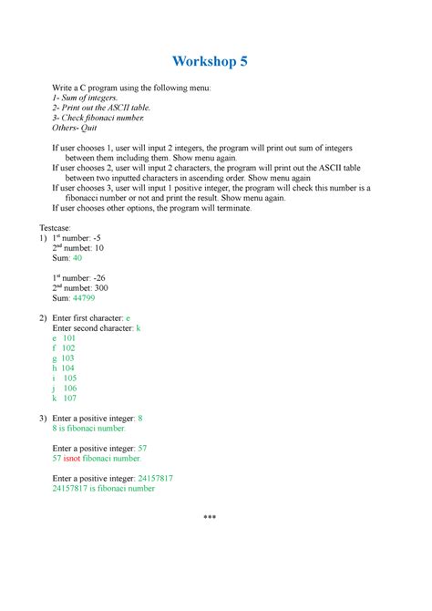 Workshop V Ds Workshop Write A C Program Using The Following