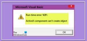 Runtime Error Activex Component Can T Create Object