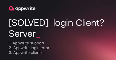 Solved Login Client Server Threads Appwrite