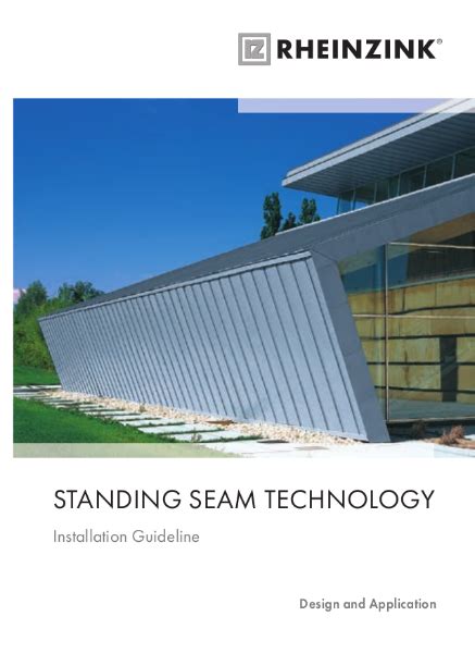 Rheinzink Standing Seam Technology Installation Guide For Zinc Roofing Rheinzink Gmbh And Co Kg