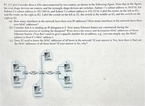 P1 11 Pts Consider Three Lans Interconnected By