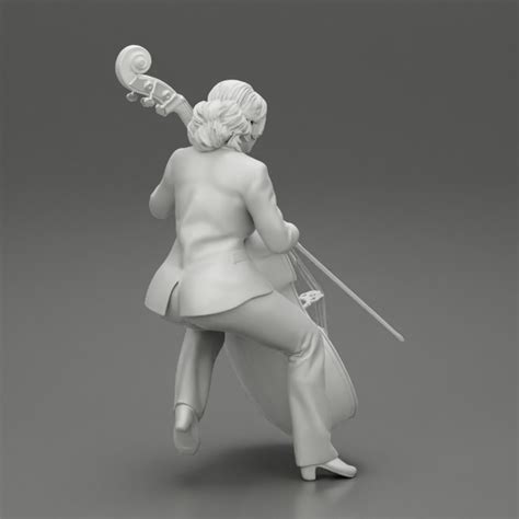3d Printable Beautiful Young Woman Musician Sitting On A Vintage Double