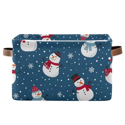 Gzhjmy 1 Pack Cute Christmas Snowman On Blue Background Large Storage