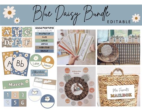 Blue Daisy Editable Classroom Decor Bundle Etsy