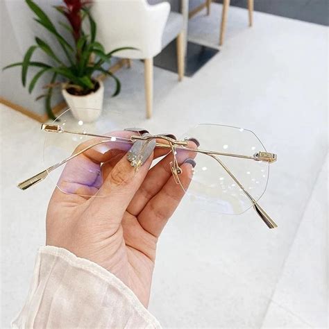 Стильные очки для подростков Rimless Glasses Computer Eyeglasses