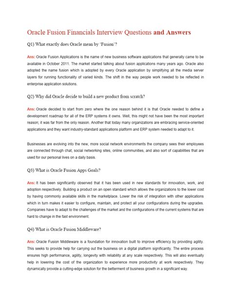 Oracle Fusion Financials Interview Questions Pdf Oracle Corporation Cloud Computing