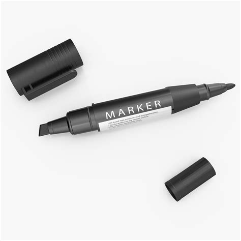 Double Ended Marker Black Open 3d Model 15 3ds Blend C4d Fbx