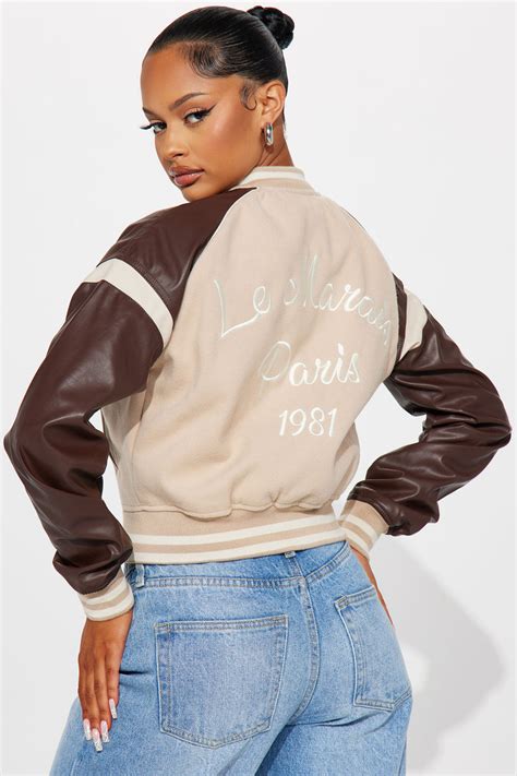 Class Champ Varsity Jacket Taupecombo Fashion Nova Jackets