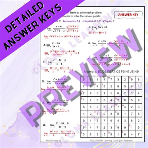 Ap Calculus Limits Worksheets Sudoku Puzzles For Lhôpital Factor And Rationalize