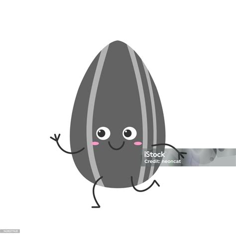 해바라기 씨앗 실행 귀여운 캐릭터 만화 웃는 얼굴 쾌활 카와이 기쁨 행복 한 감정 아이콘 벡터 일러스트 레이 션 0명에 대한
