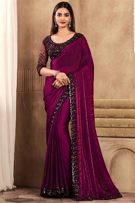 Buy Cherry Red Silk Hand Embroidered Bordered Saree Online Like A Diva