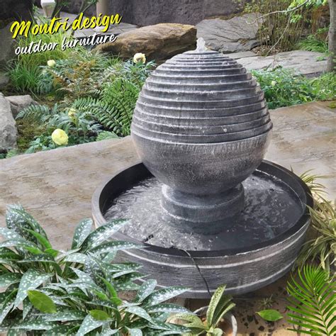 Montri Design โอ่งน้ำล้นทรงลูกบอลกลม สูง 80 Cm กว้าง 80 Cm ภาคเหนือ สีเทา 3ชุด Thaipick