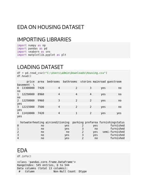 Eda On Housing Data Pdf Computer Science Computing