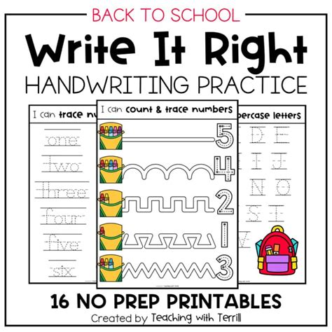 Back To School Write It Right Pre Writing And Handwriting Practice