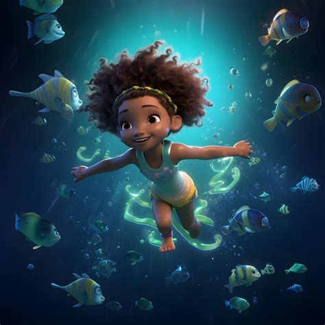 Premium Ai Image Cute Girl Swimming In Ocean