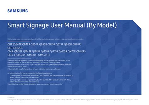 Samsung Smart Signage User Manual By Model Etilize
