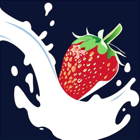 Premium Vector Realistic Ripe Strawberry In Splashing Milk