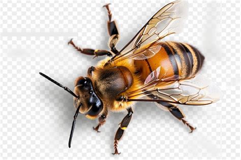 Honey Bee Topview Isolated On Transparent Background Cutout Made