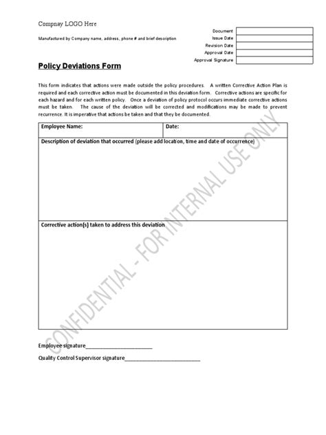 13 Sample Policy Deviation Form Template Pdf