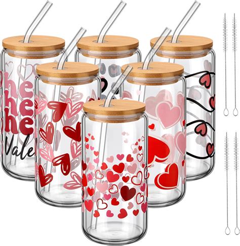 6 Pcs Colored Drinking Glasses With Bamboo Lids And Glass