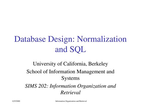 Ppt Database Design Normalization And Sql Powerpoint Presentation