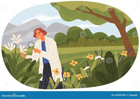 Woman Exploring Nature Analyzing Plants Scientist Conducts Ecological