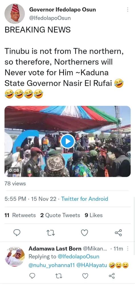 Northerners Will Never Vote For Tinubu El Rufai Video Politics