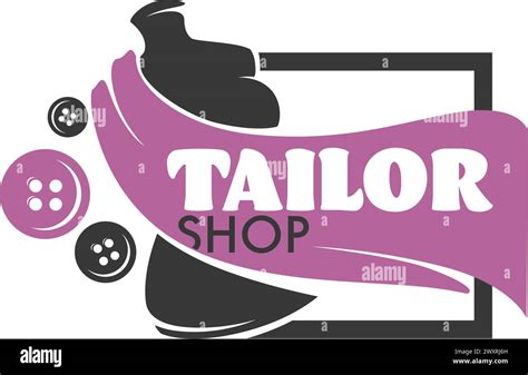 Pink Ribbon Tailor Shop Logo Stock Vector Image Art Alamy