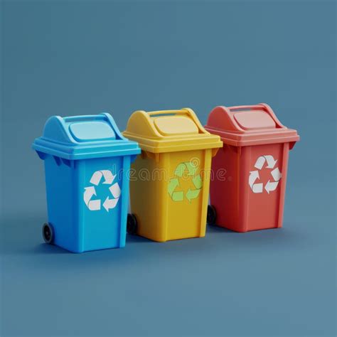 3d Waste Recycling Logo Icon Plastic Trash Can On Green Nature