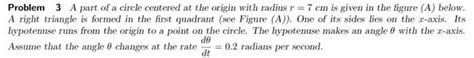 Solved Problem A Part Of A Circle Centered At The Origin Chegg