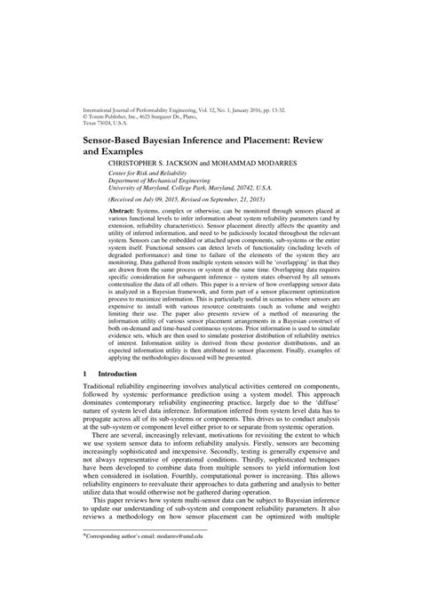 Pdf Sensor Based Bayesian Inference And Placement Review And Examples