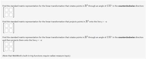 Solved Find The Standard Matrix Representation For The Chegg