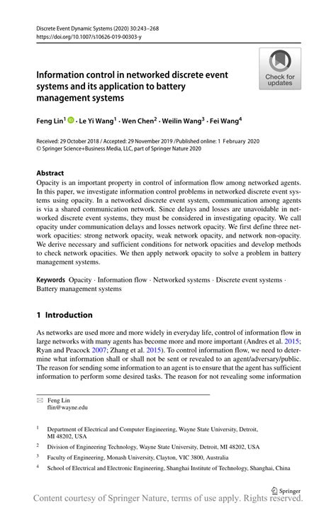 information control in networked discrete event systems and its