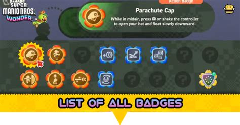 List Of All Badges Effects And How To Get Super Mario Wonder｜game8