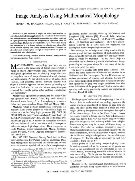 Image Analysis Mathematical Morphology Pdf Computer Vision
