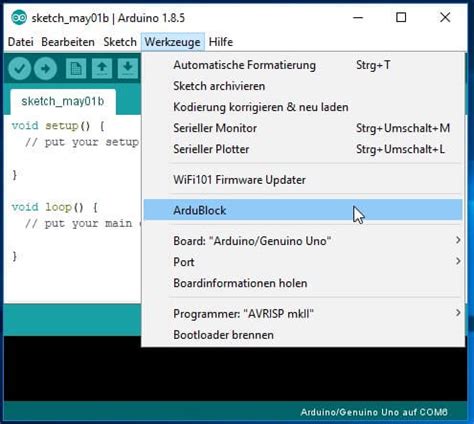 Arduino IDE Erweiterung ArduBlock Technik Blog