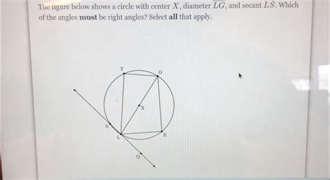 Solved The Figure Below Shows A Circle With Center X Diameter