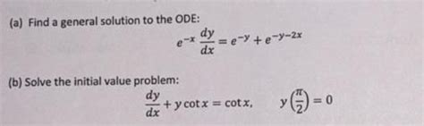 Solved A Find A General Solution To The ODE Chegg Com